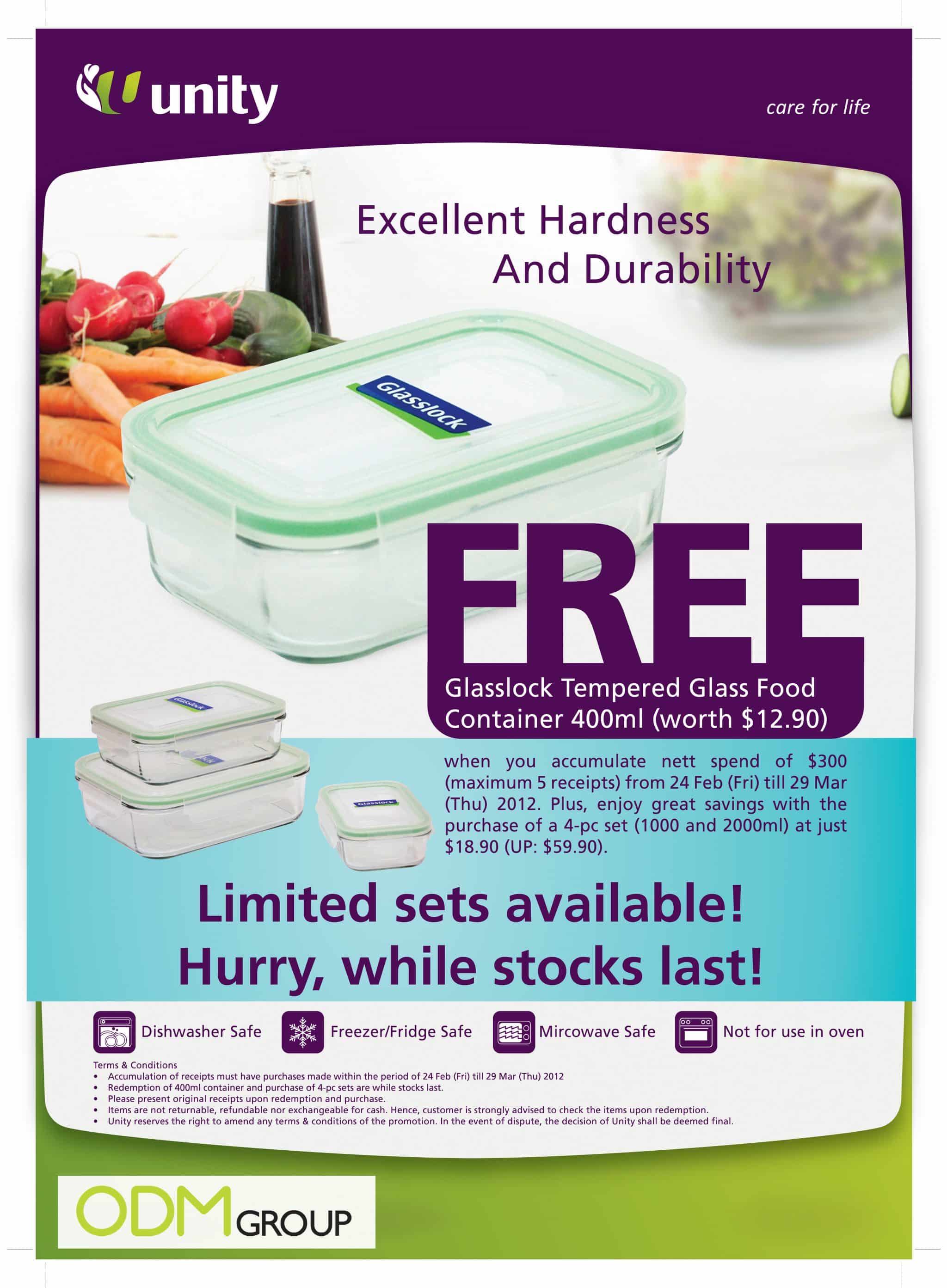 GWP and PWP - Glass Food Container by Unity Healthcare and Glasslock